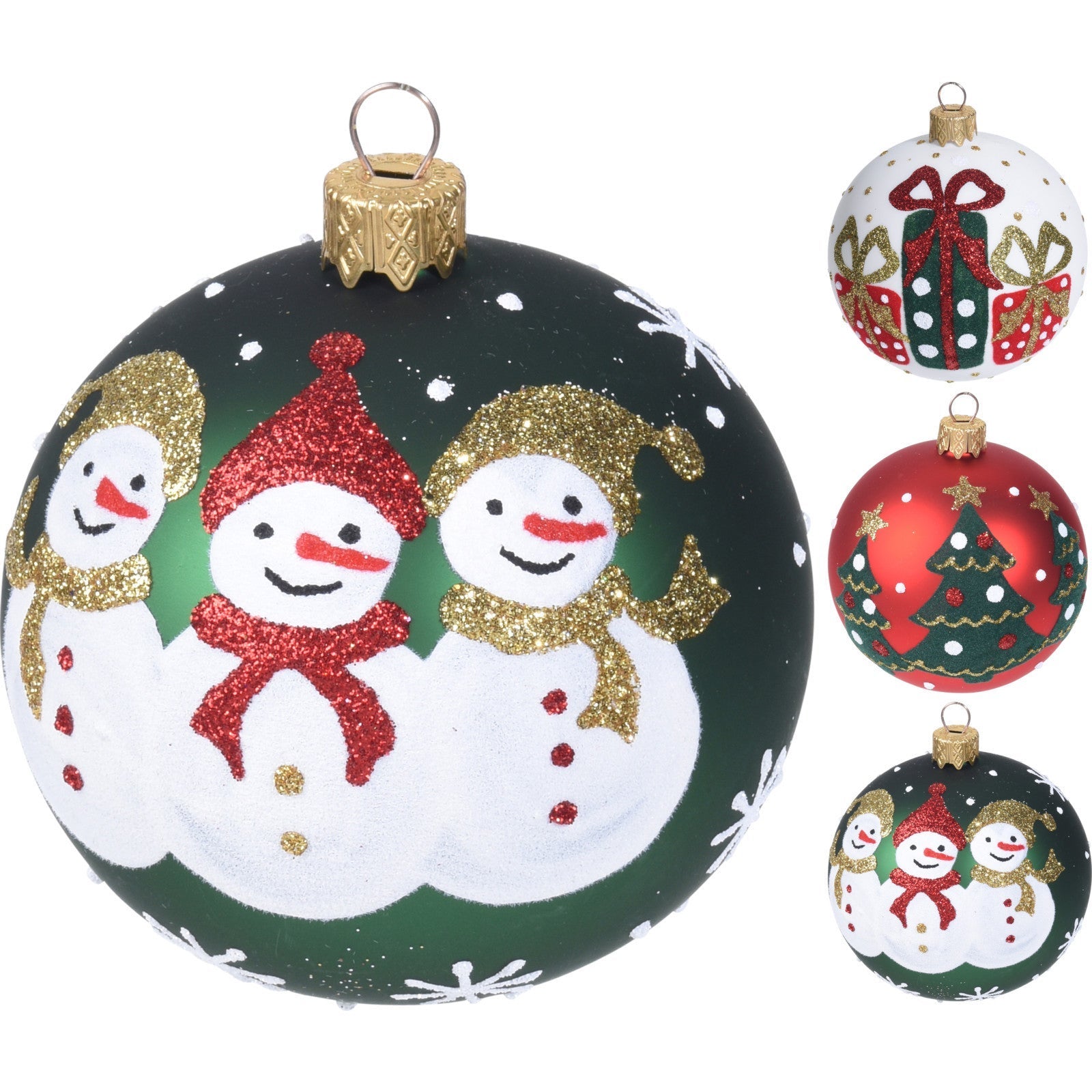 12 boules de Noël en verre avec paillettes Ø 8 cm pendentif décoré ...