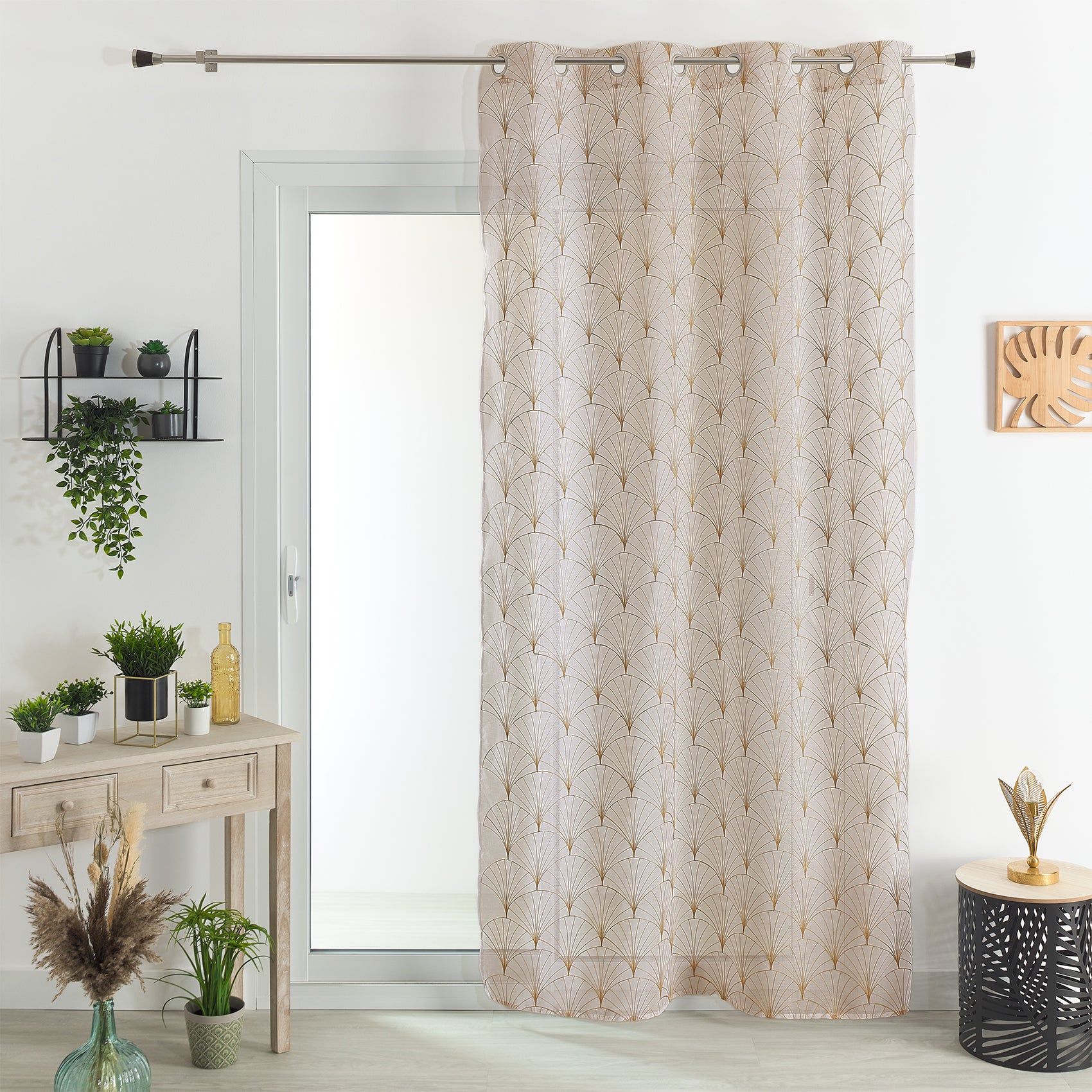 Voilage brodé style art déco - Lin - 140x240 cm - Polyester | Leroy Merlin