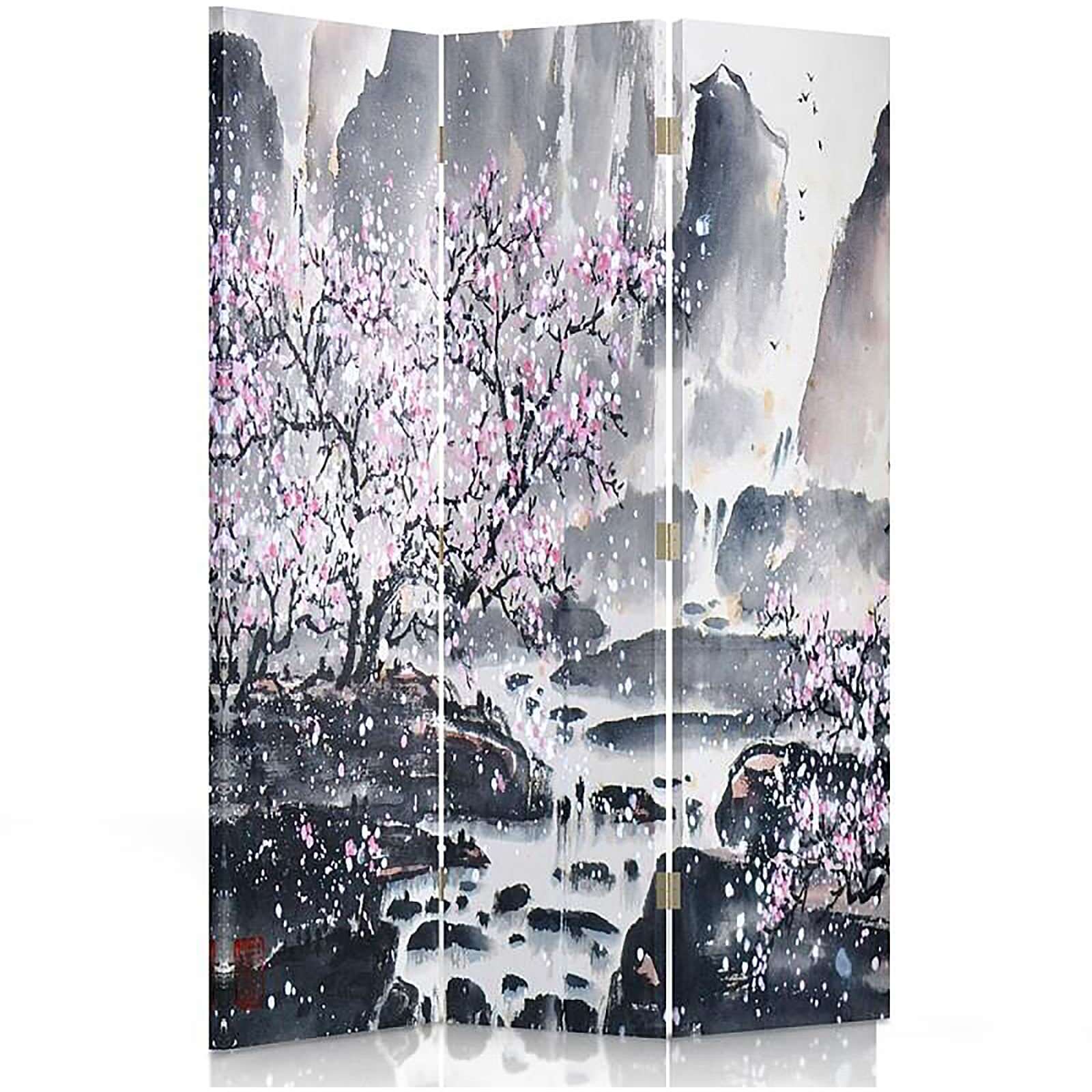 Paravent rose cerise à 3 panneaux, style asiatique floral - 110 x 150 ...