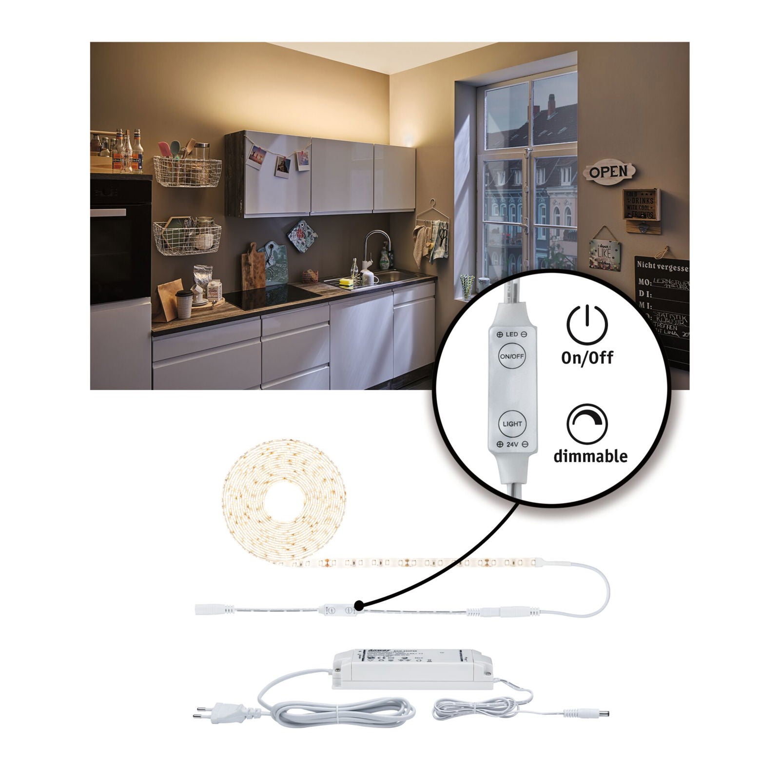 SimpLED Power Strip LED Blanc chaud avec Dimm/Switch Kit complet 5m ...