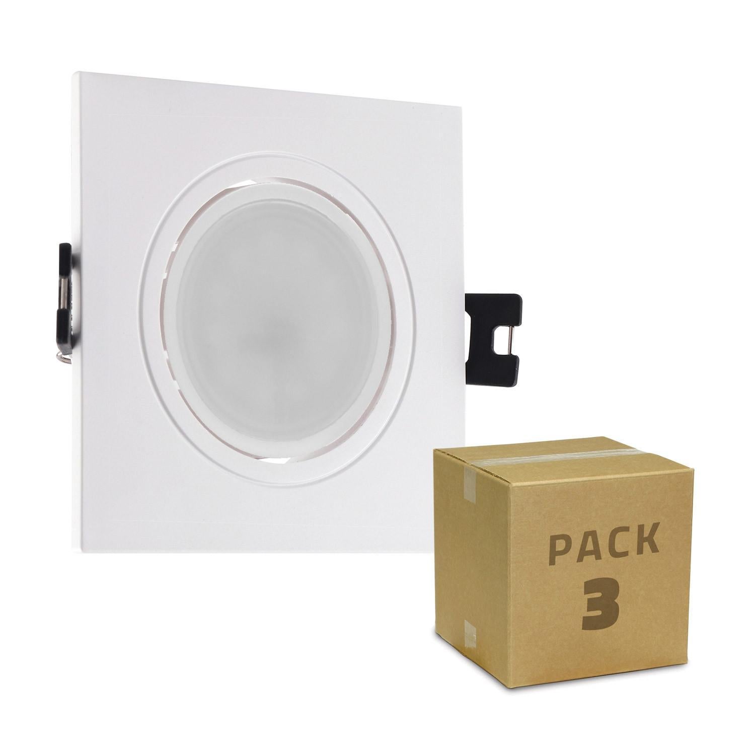 Pack 3 Focos Downlight GU10 6W Corte Ø 75-85 mm, No Flicker 3000K ...