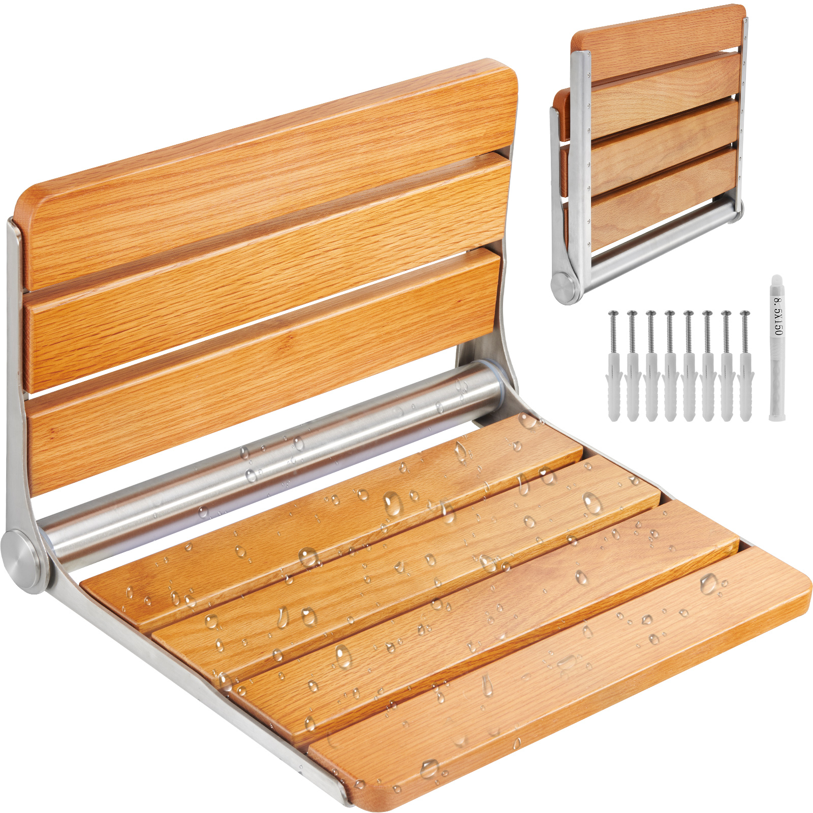 Siège de Douche Pliant en Chêne,VEVOR 40,8 x 34 cm Déplié,Banc de ...