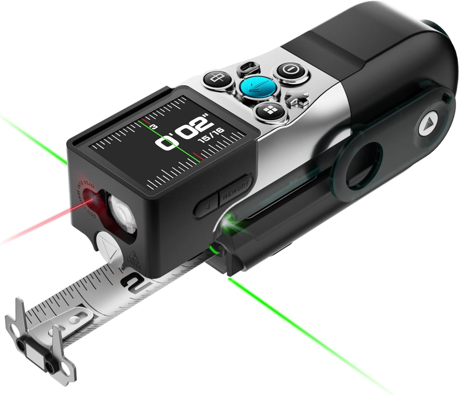 Mètre ruban professionnel avec lecture numérique instantanée, laser d ...