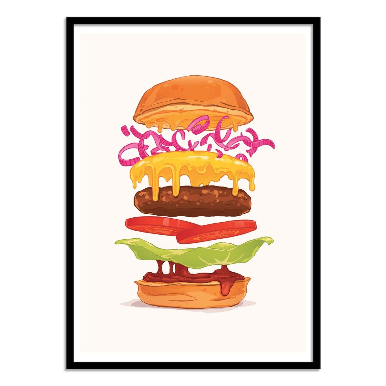 Art-Poster - Anatomy of a burger - Barrie Jones - avec cadre noir 30 x ...