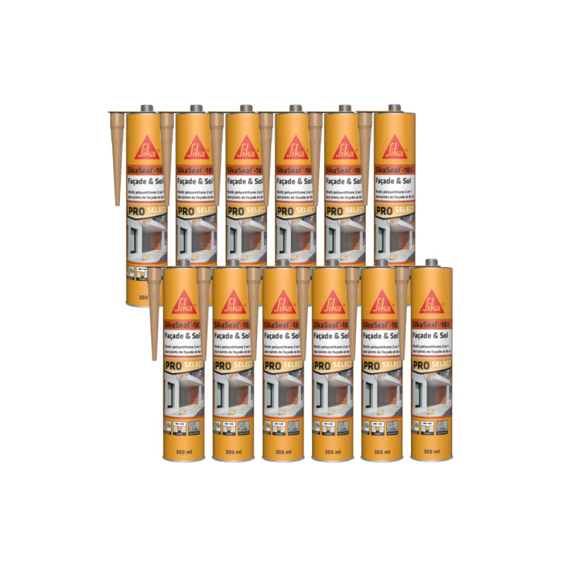 Lot de 12 mastics polyuréthane 2 en 1 SIKA Sikaseal-183 Façade & Sol ...
