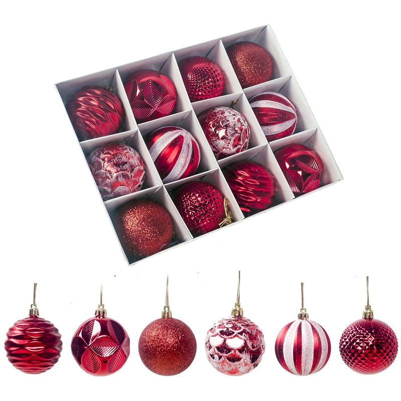 Boules de Noël rouges, boules de Noël en 6 couleurs de Noël – 12 boules de Noël en plastique ...
