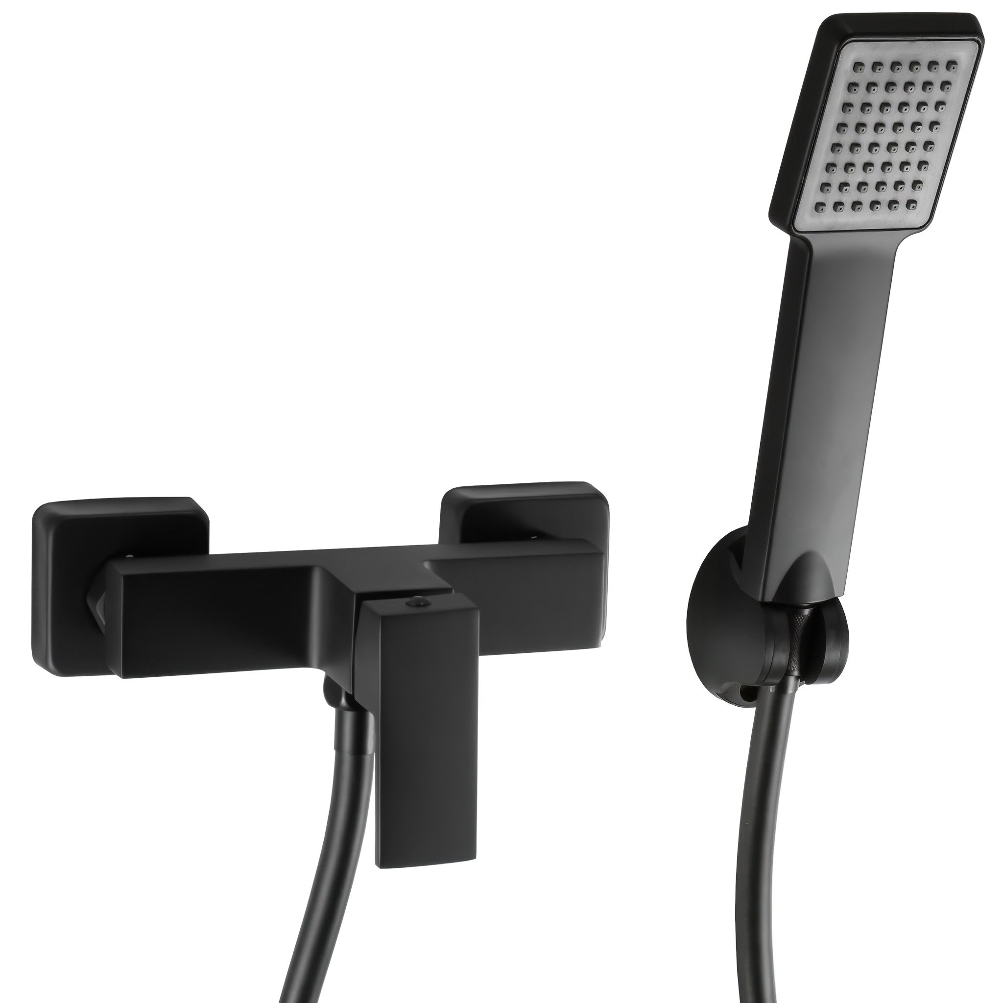 VALAZ Grifo de ducha cuadrado monomando negro mate serie Vinalopo ...