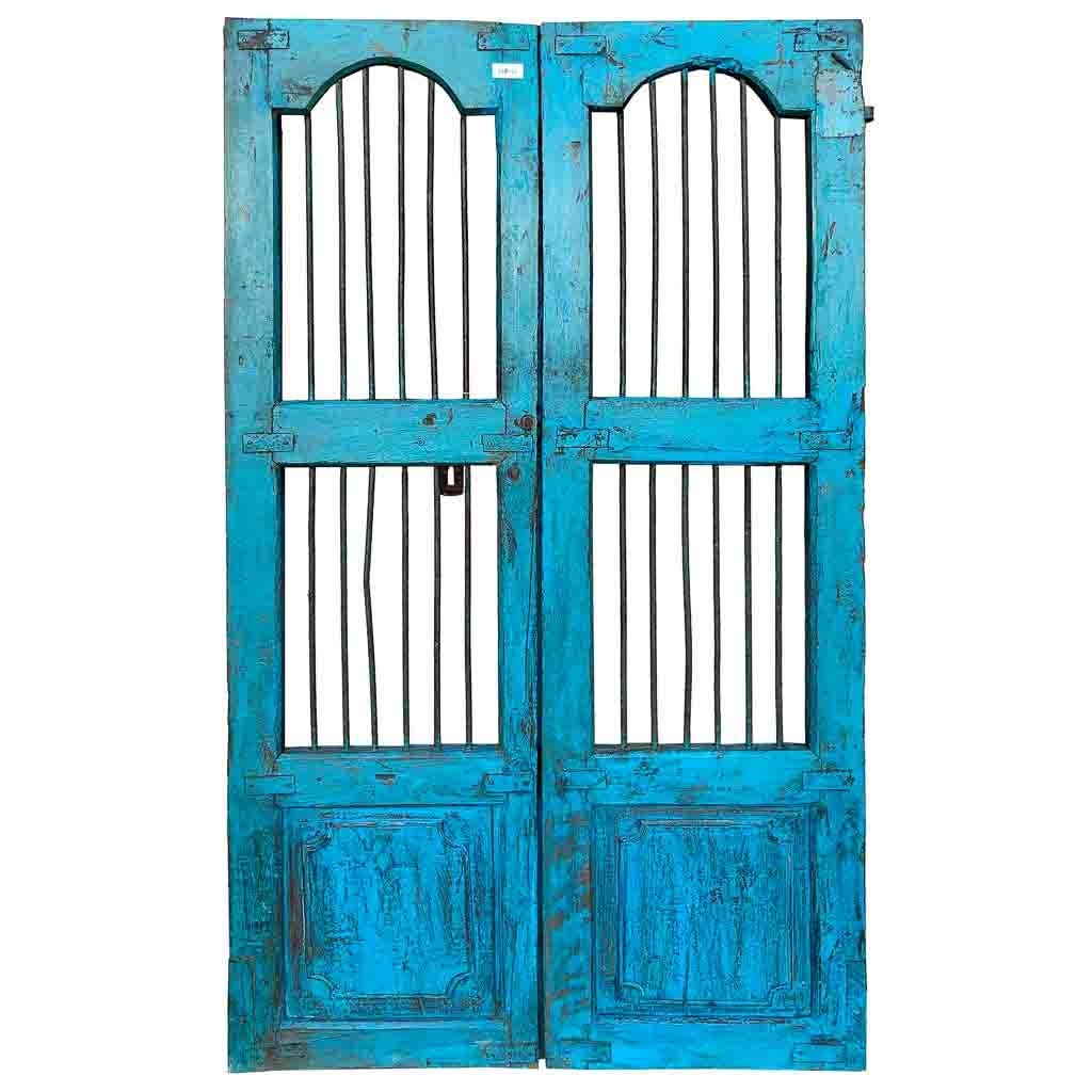 Porte En Bois Bleue Avec Finition Artisanale 101x3x184 Leroy Merlin