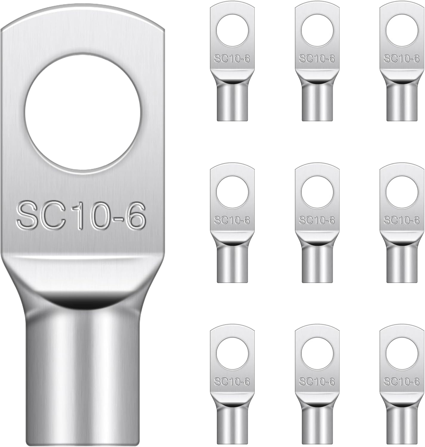 20 Pièces Cosses Tubulaires 10mm² M6, Hanibos Cosses Electriques Ronde à Œillet en Cuivre Étamé ...