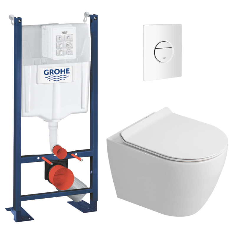 Rapid SL Pack WC bâti autoportant + WC suspendu sans bride Ceramia avec ...