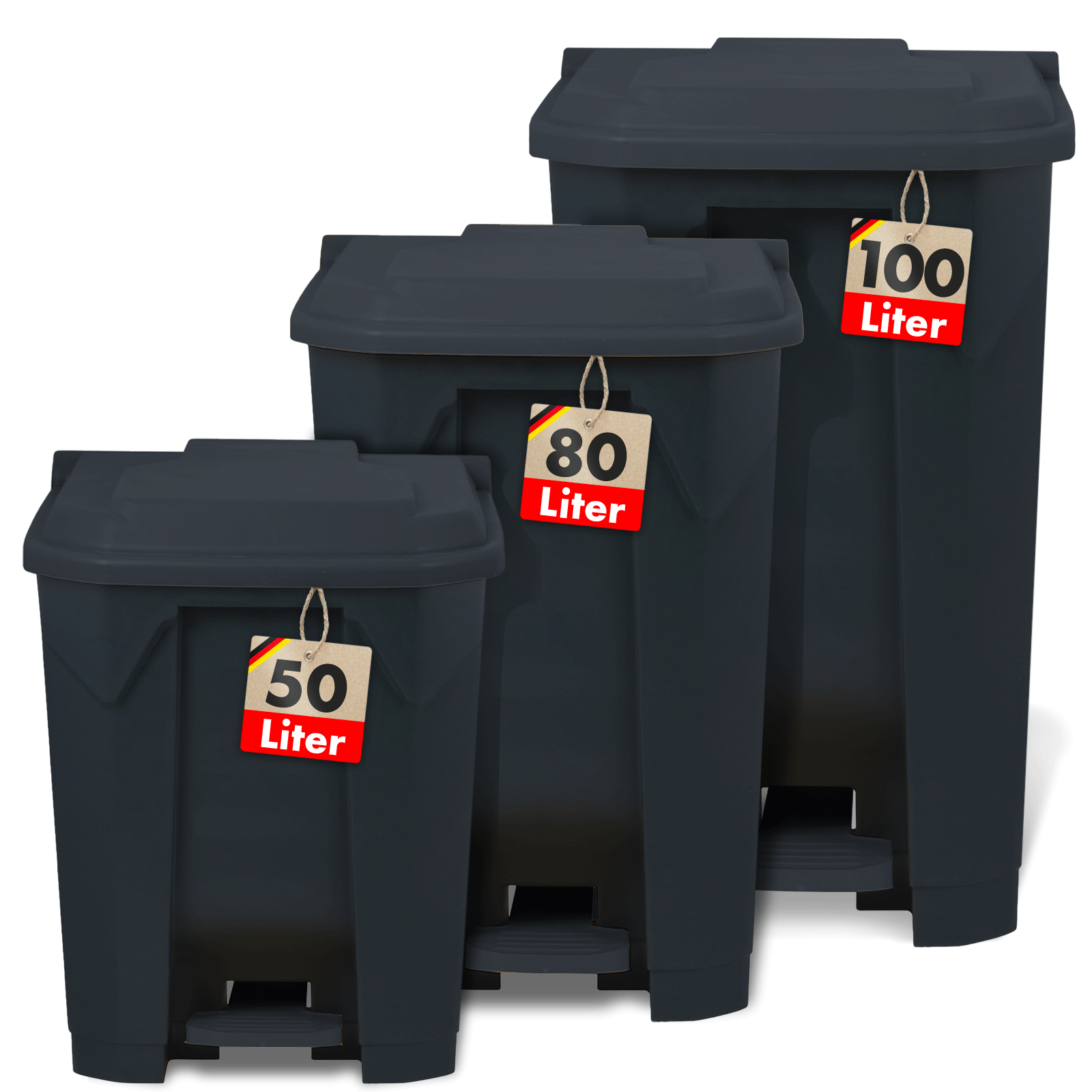 Poubelle conteneur Tri sélectif simplifié Pour la maison, le commerce, Gris 100 Litres - 49,3 x ...