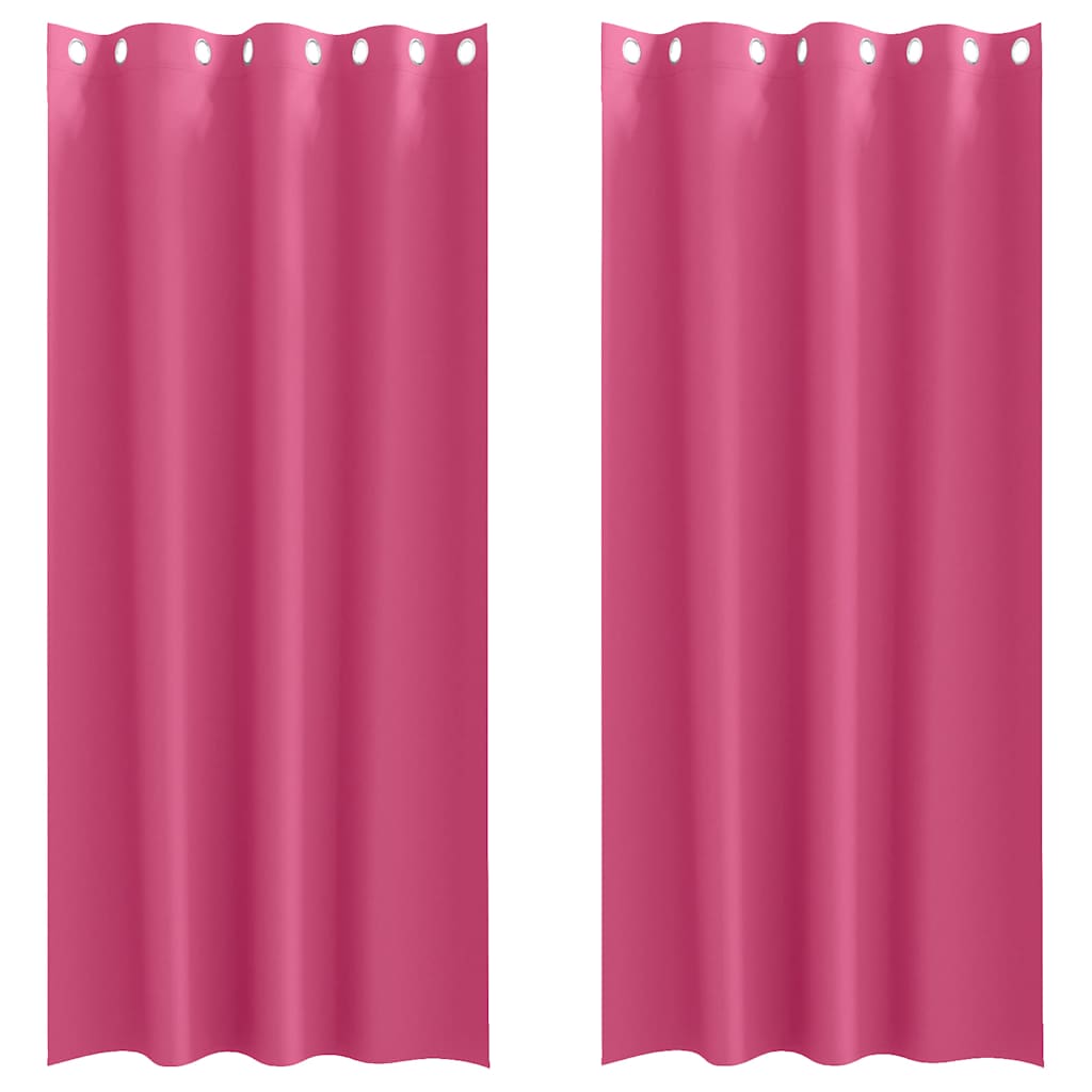 Rideaux avec des rideaux 2 pcs Rose vif 260 x 140 cm Polyester | Leroy ...