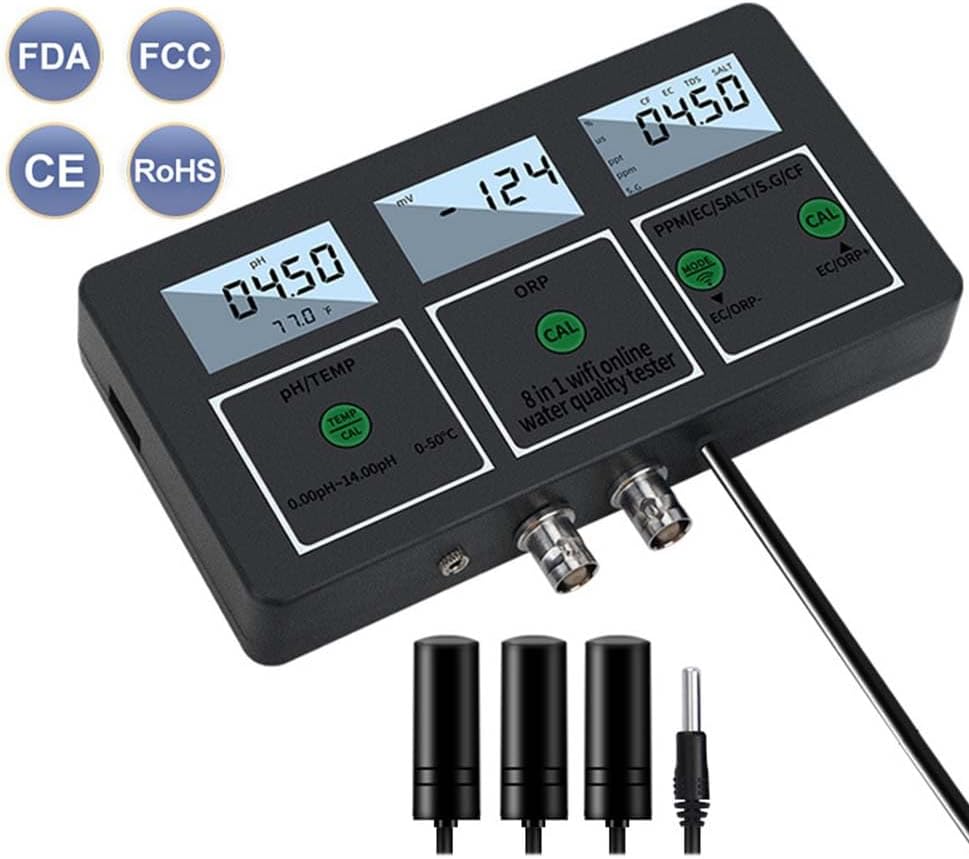 Medidor de agua 8 en 1: pH/ORP/EC/TDS/sal/gravedad/temperatura, wifi ...