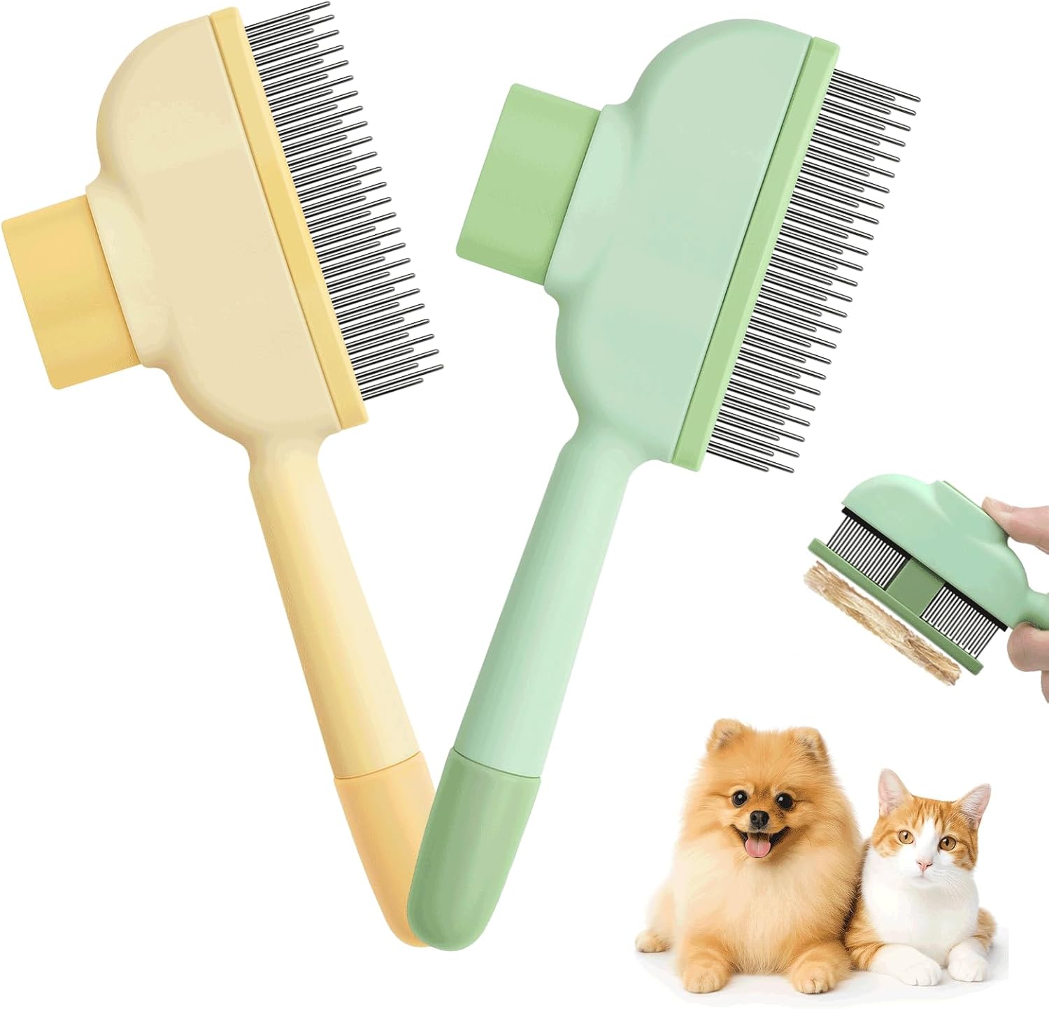 Lot de 2 brosse chat auto-nettoyante, Brosse pour chat et chien, peigne ...