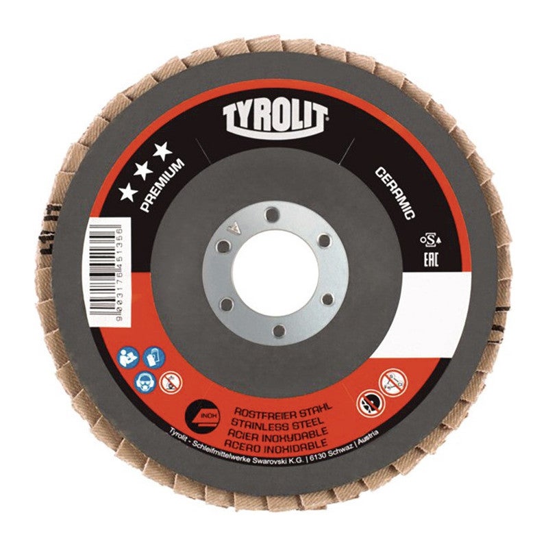 Disque lamelle PREMIUM CERAMIC D.125mm K.60 couronnée inox STA CA ...