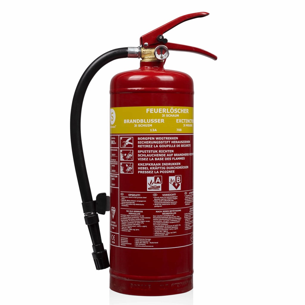 Extincteur à mousse 3 L Classe AB Acier FEX-15230 Smartwares | Leroy Merlin