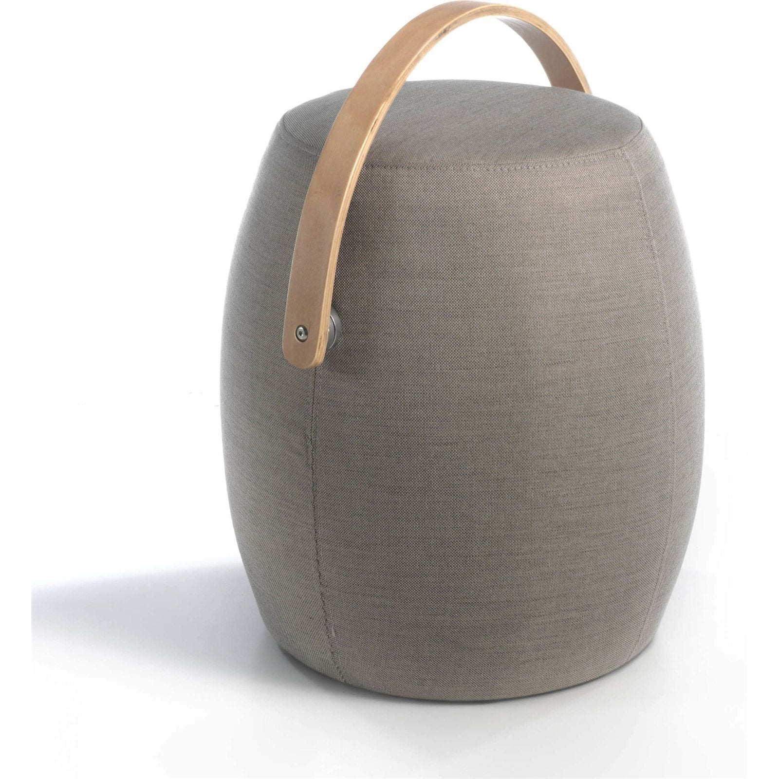 Pouf tissu avec poignée articulée en bois de chêne 47 x 47 x 50 cm Gris ...