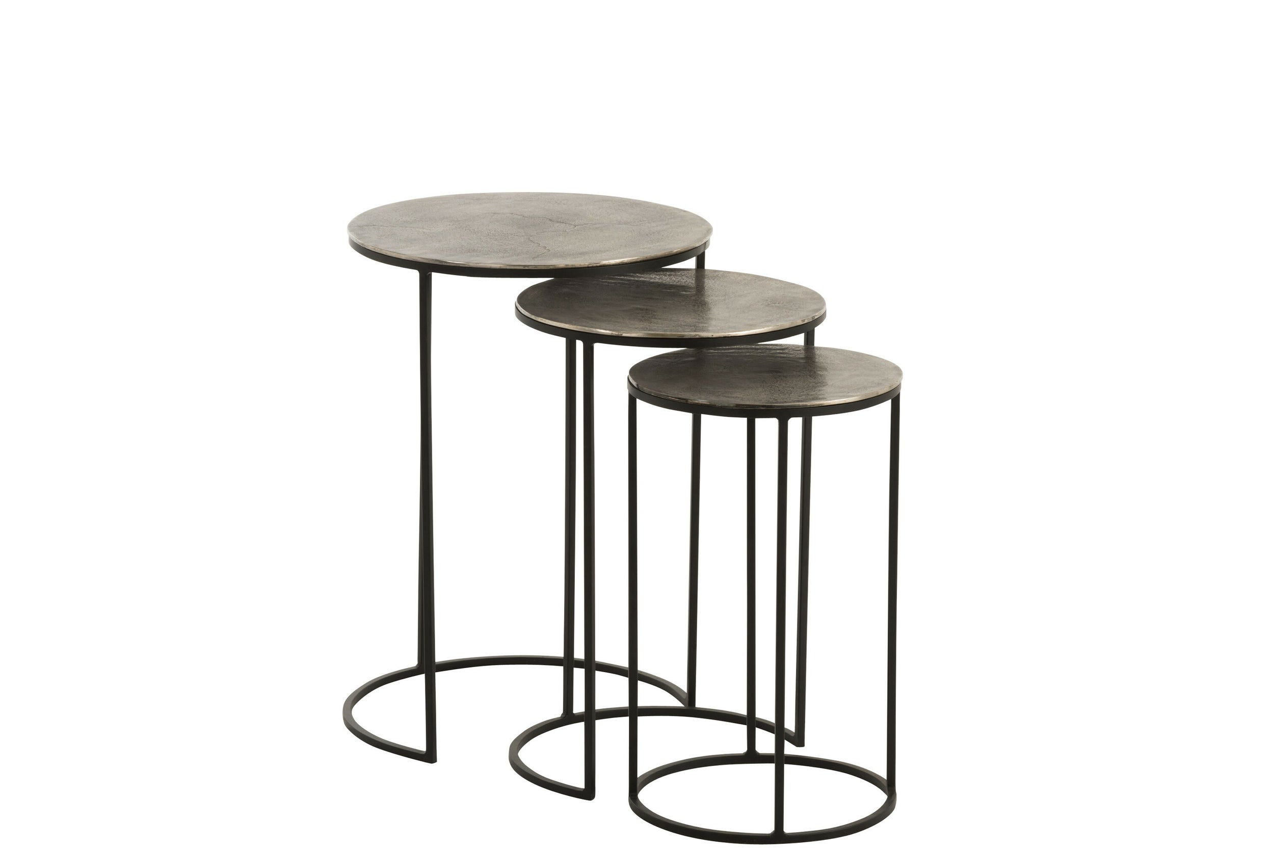 SET DE 3 TABLE GIGOGNE RONDE ALUMINIUM NOIR/GRIS | Leroy Merlin