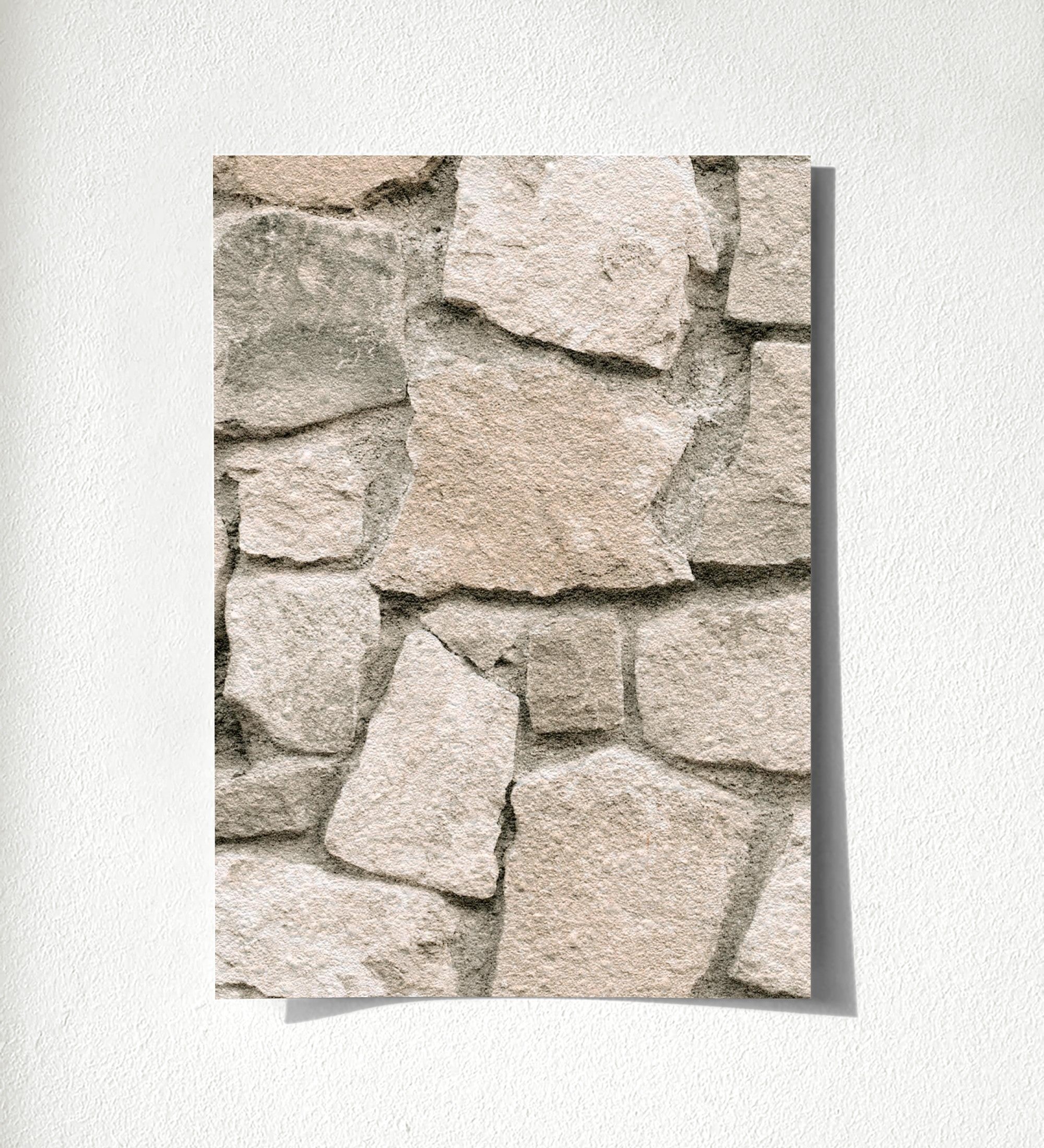 Muestra DIN A4 de Papel pintado efecto textura de muro de piedra beige ...