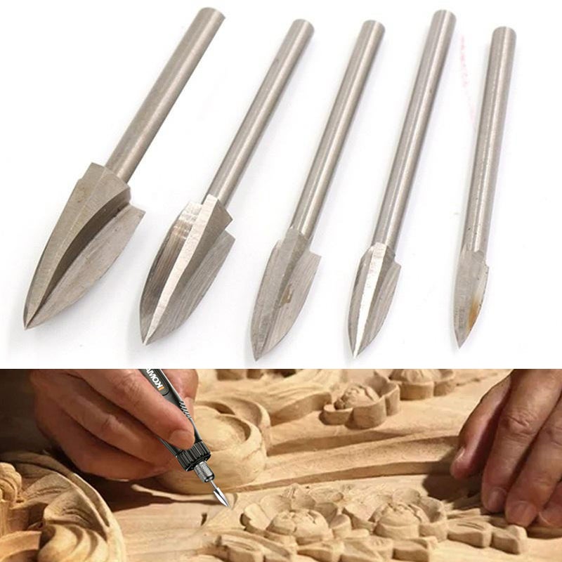 Outils de sculpture sur bois, 5 pièces, accessoires de forage de ...