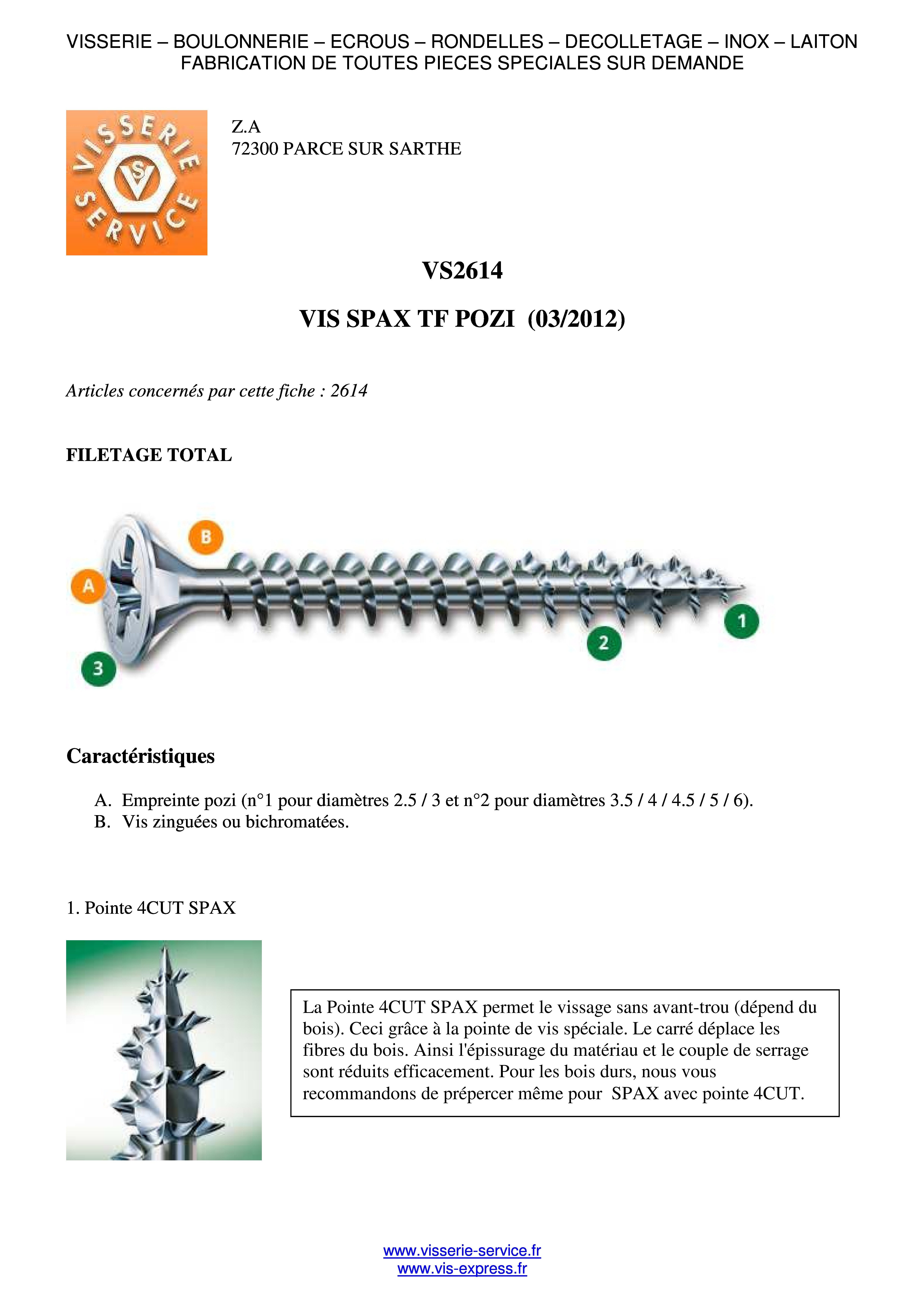 Vis Spax Tête fraisée TF Pozi N°1 3X10 Diamètre de tête: 6 Filetage ...