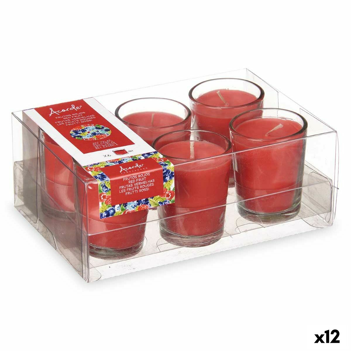 Set de Velas Perfumadas 16 x 6,5 x 11 cm (12 Unidades) Vaso Frutos ...