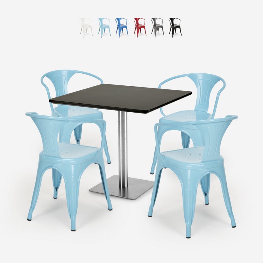 Ensemble table horeca 90x90cm bar restaurant cuisine 4 chaises style ...