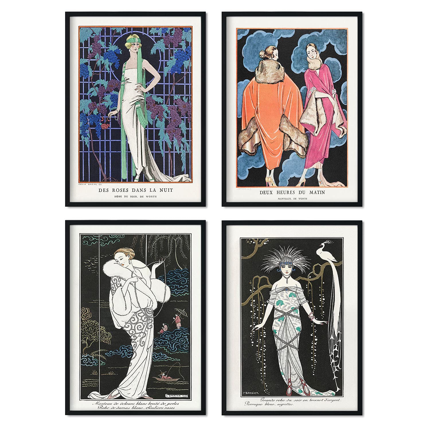 Set De Láminas Vintage Tonos Azules Oscuros Pósters Con Las ...