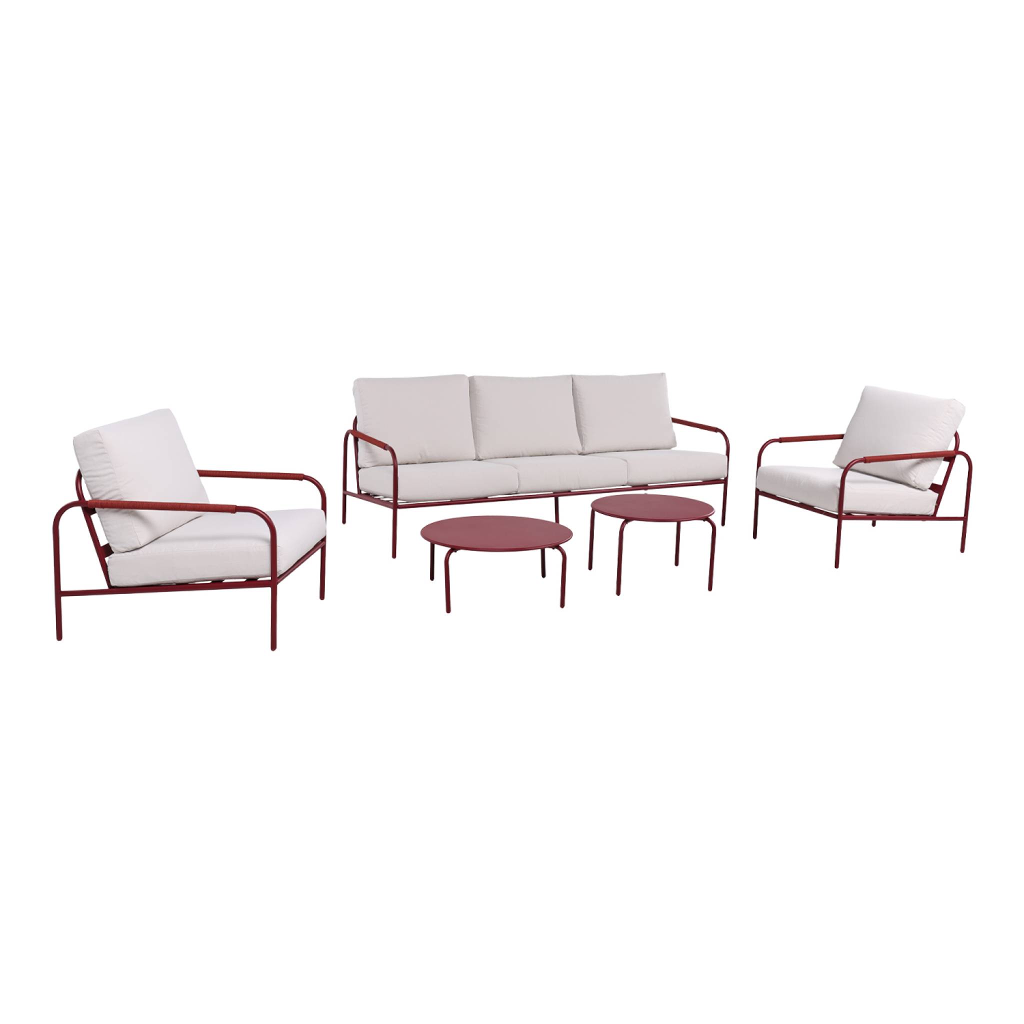 Salon de jardin LUANDA en acier. 5 places. rouge LUANDA | Leroy Merlin