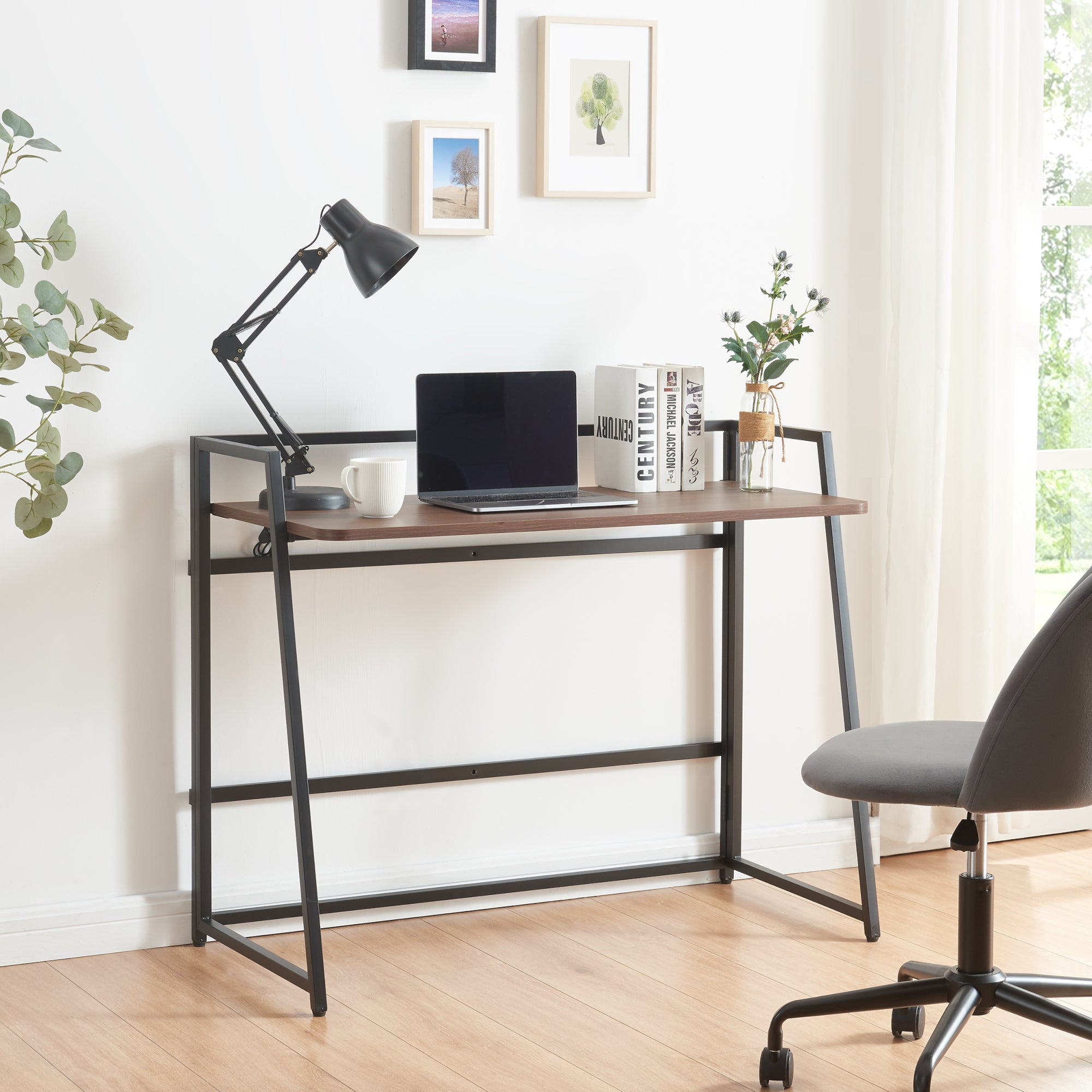 Bureau pliant Ringerike acier panneau de particules 105 x 53 x 86 cm ...