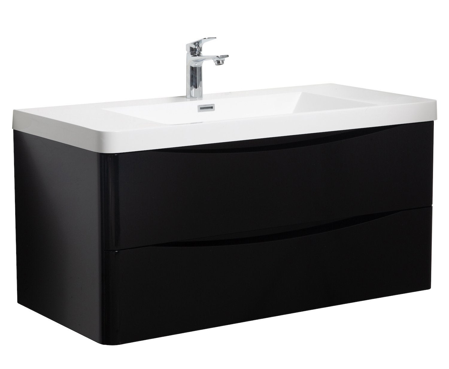 Meuble de salle de bain Vienna 100 cm lavabo Noir brillant | Leroy Merlin