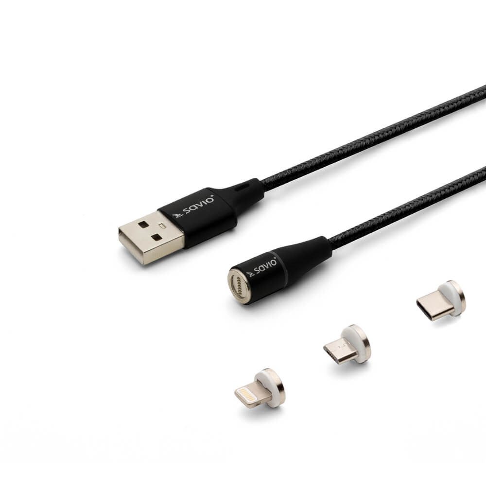 Savio CL-155 câble USB 2 m USB 2.0 USB C Micro USB A/Lightning Noir ...