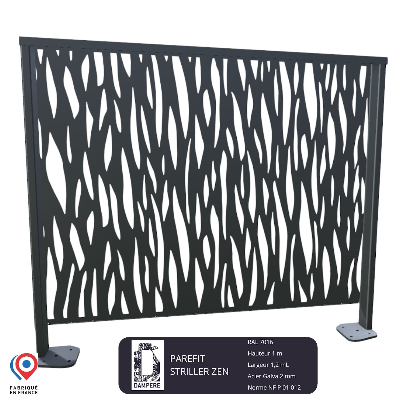 Garde-corps Striller Zen Gris 120 cm, pose à Plat, Parefit Dampere ...