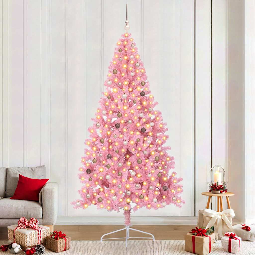 Sapin de Noël artificiel pré-éclairé Rose 240 cm PVC | Leroy Merlin