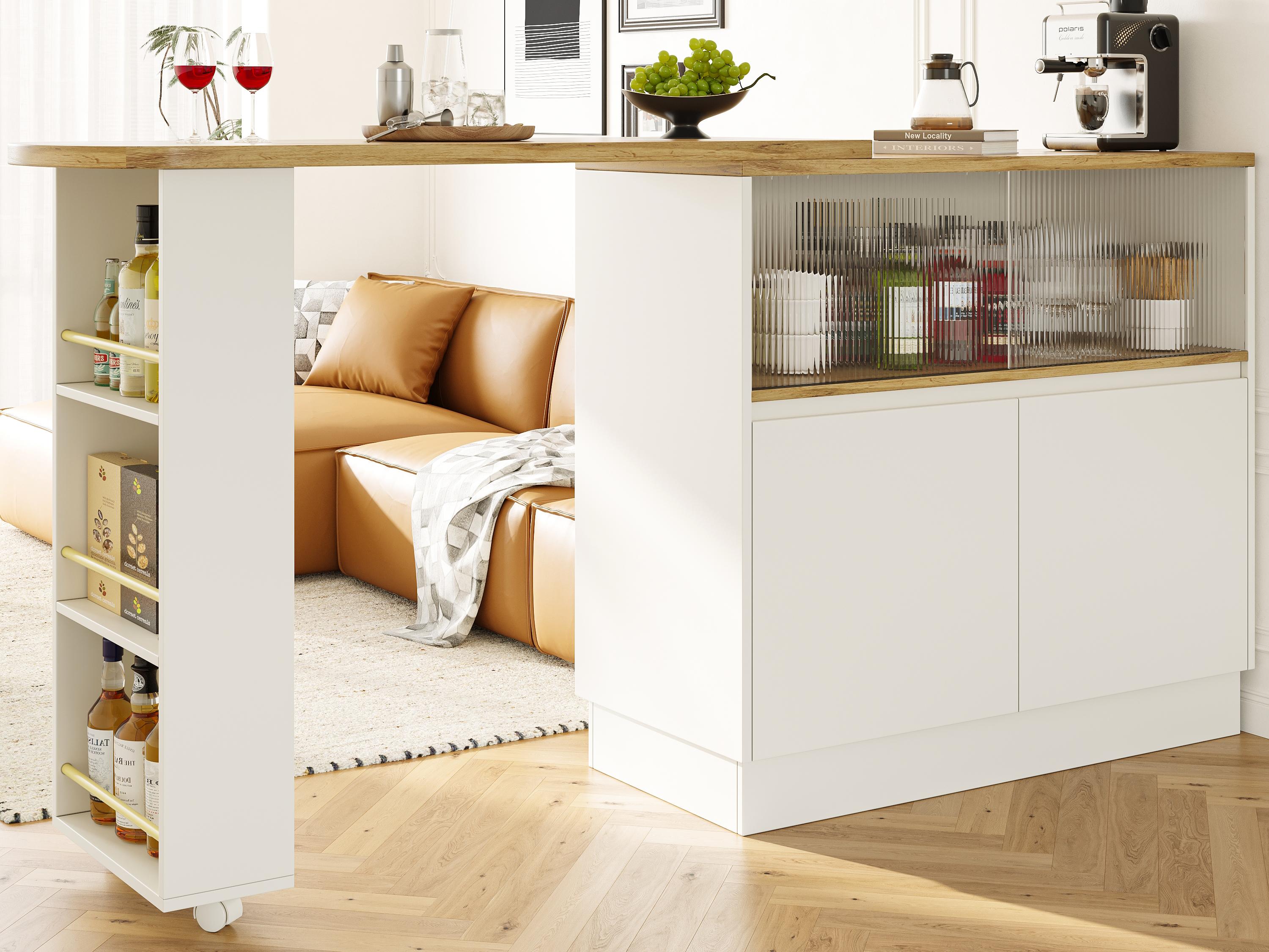 Table de bar pivotant et escamotable en MDF - grand espace de rangement ...