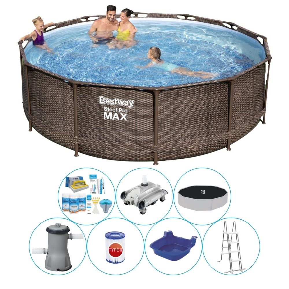 Ensemble de piscine tout en 1 - Bestway Steel Pro MAX Rotan - 366x100 ...
