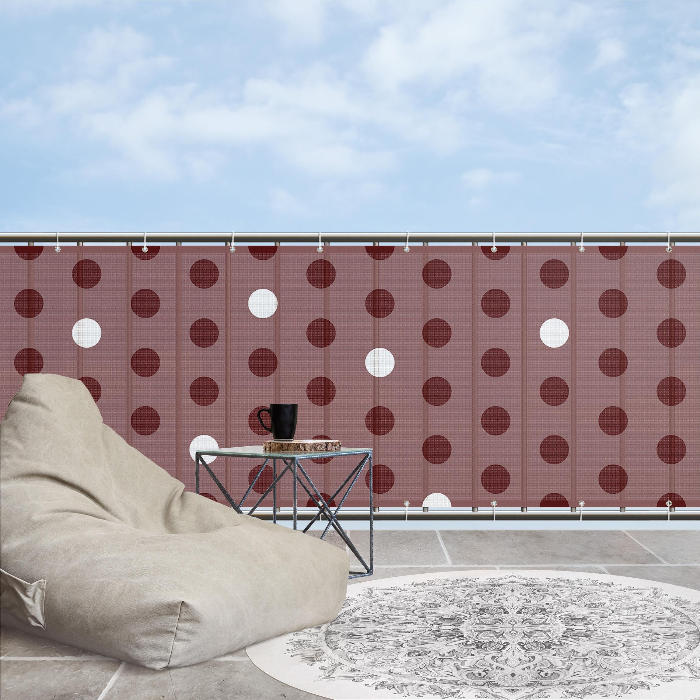 Pantalla de privacidad para balcón - Dots in Dark Red 450 x 130 cm ...