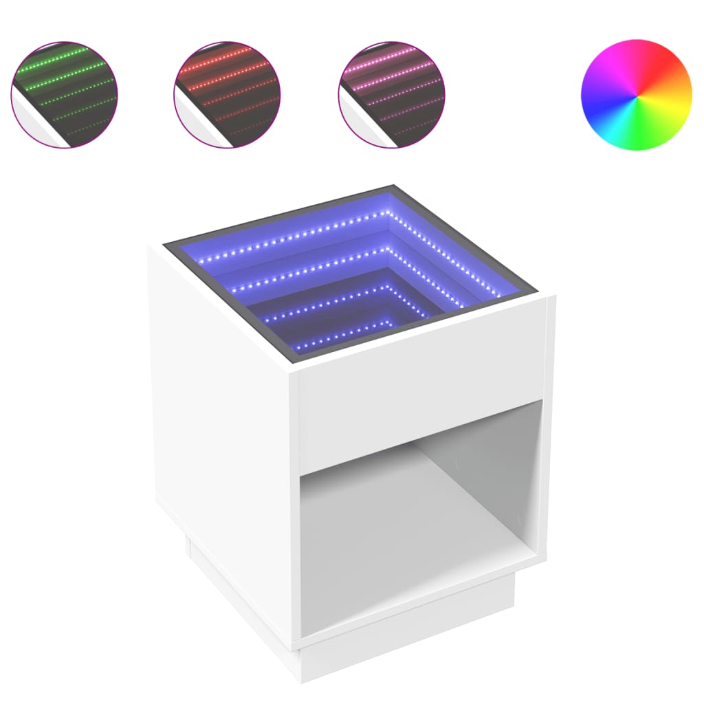 Comodino con LED Infinity Bianco 40x40x50 cm | Leroy Merlin