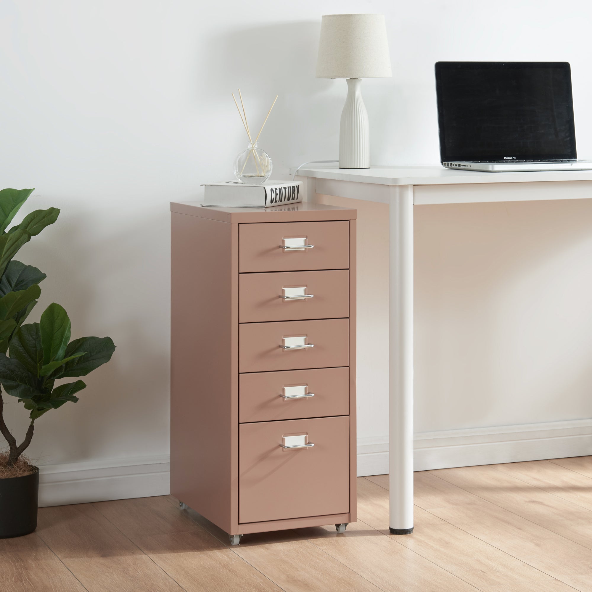 Caisson de bureau Kökar à roulettes avec 5 tiroirs 69 x 28 x 41 cm ...