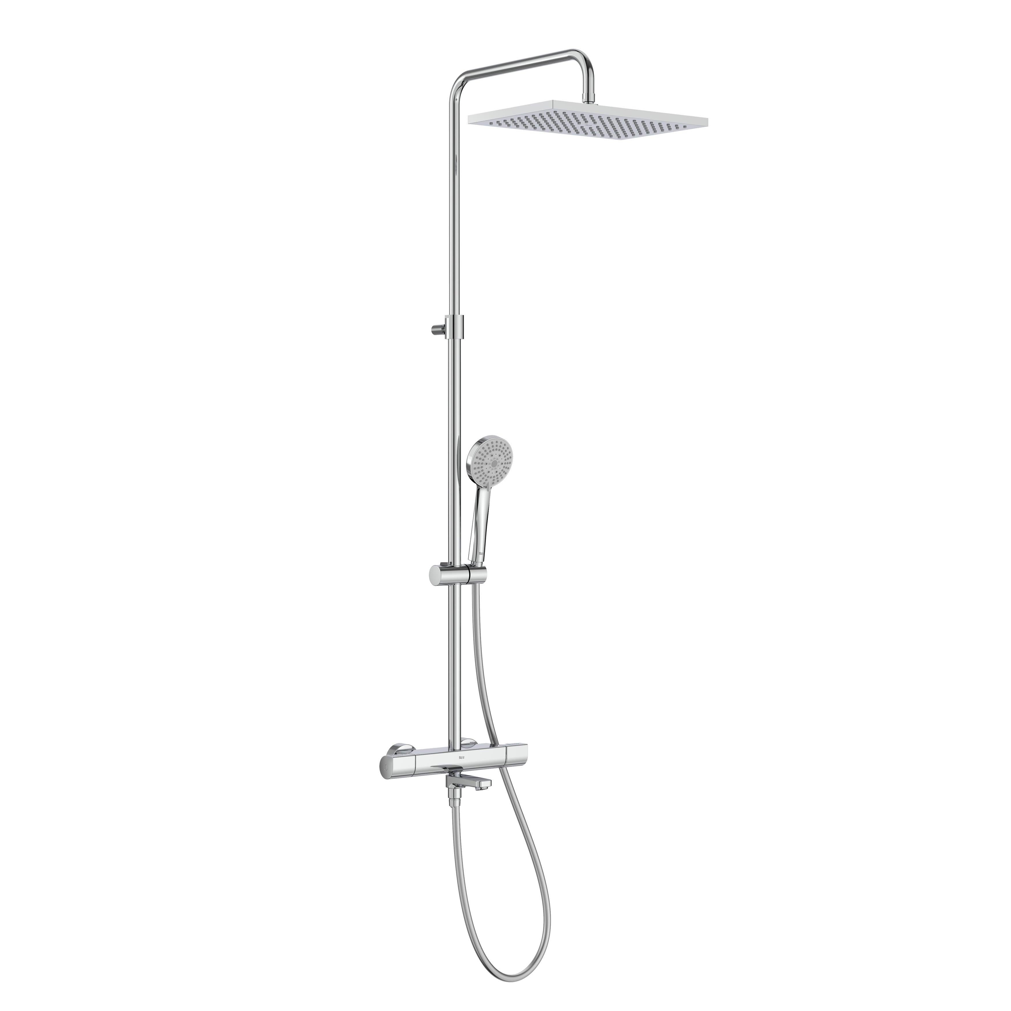 Columna Termostática de Ducha Roca Even T con Altura Regulable y Diseño ...