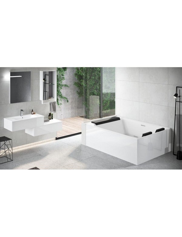Baignoire duo NOVELLINI DIVINA DUAL 190x140 cm-Blanc-Droite-Blanc-140 ...
