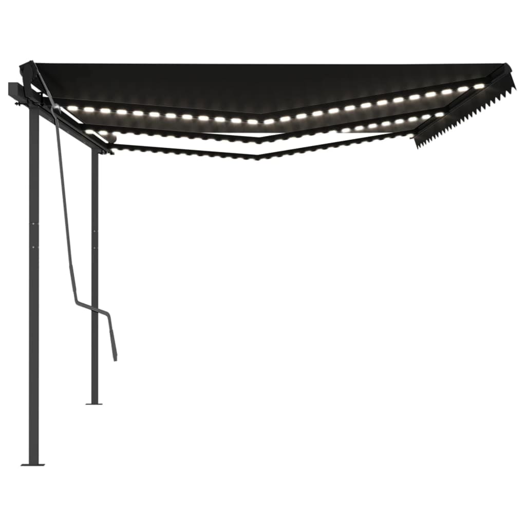 Toldo parasol | Toldo retráctil manual con postes gris antracita 6x3 m ...