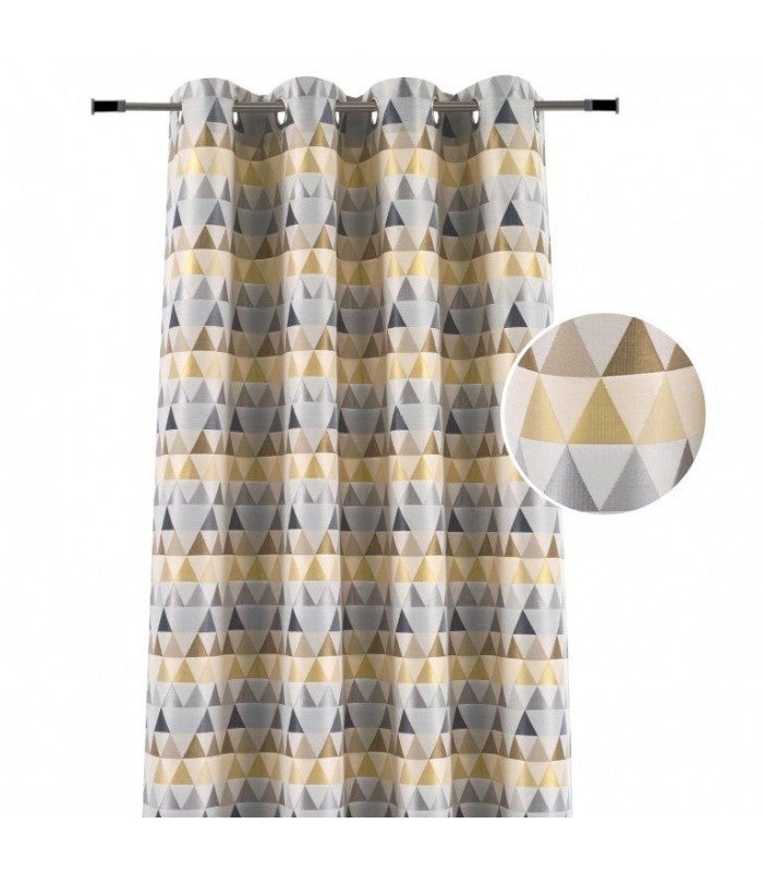 Rideau Motif Géométrique Vintage - 140x250cm - Jaune | Leroy Merlin