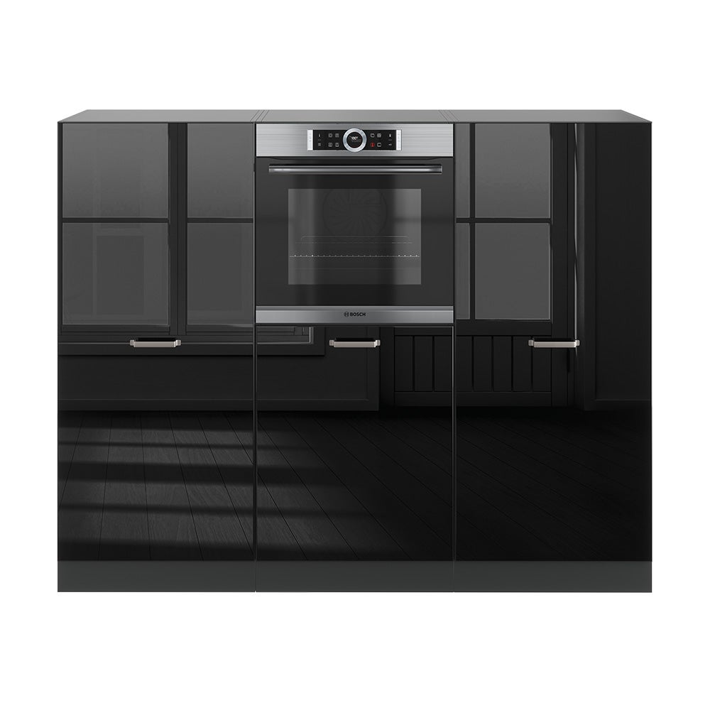 Vicco Bloque de cocina R-Line, Negro/antracita de alto brillo, 180 cm ...
