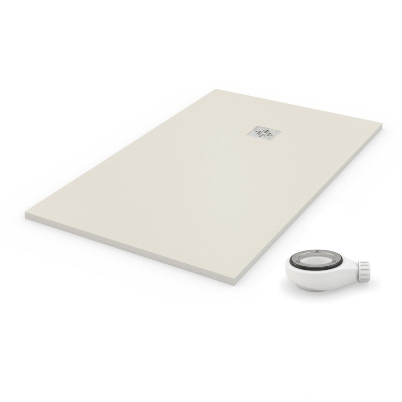 Plato de ducha 100x140 NATURAL Beige Extra plano + Valvula | Leroy Merlin
