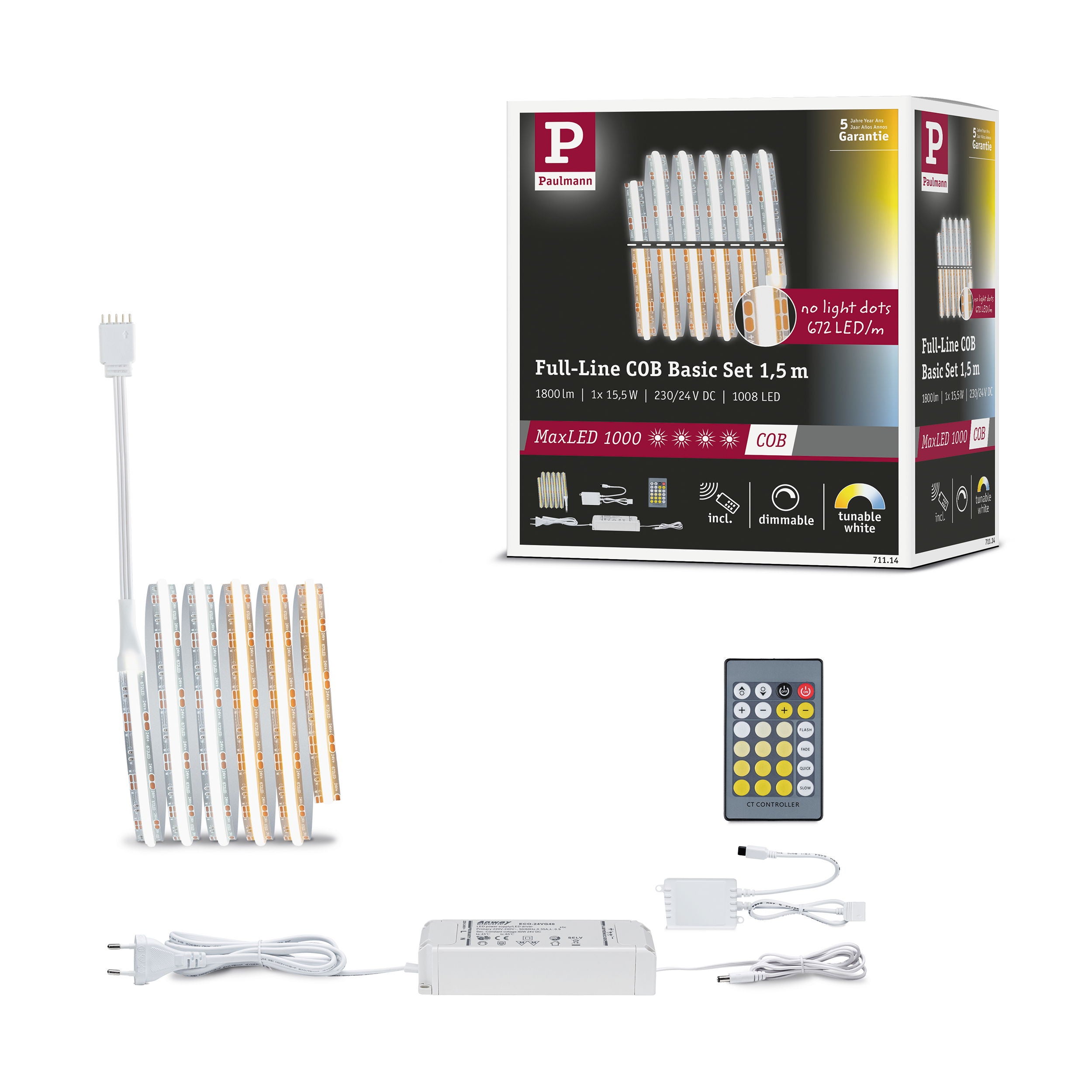 MaxLED 1000 Strip LED Kit de base COB 1,5m Tunable White 15,5W 1200lm/m ...