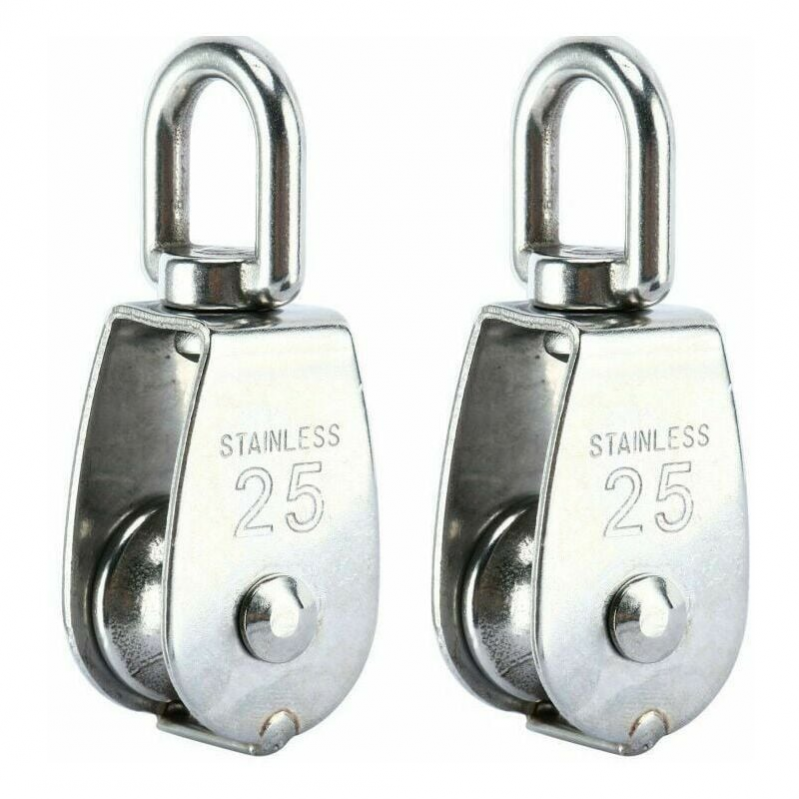 2 Pièces 25 mm Poulie Simple en Acier Inoxydable 304 Poulie de Levage ...