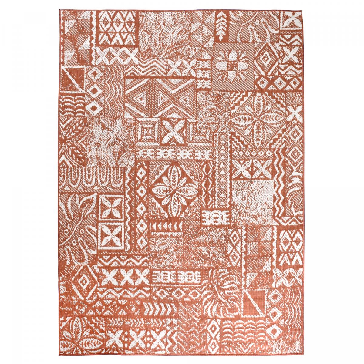Tapis extérieur, kilim reversible 200x290 EX1 ETNO terracotta et crème ...