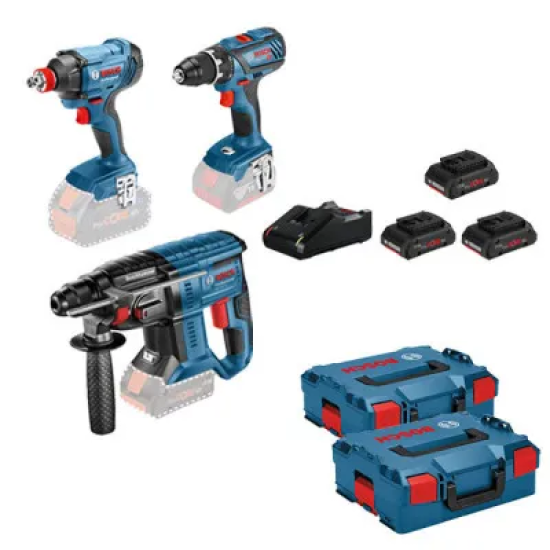Kit 3 outils bosch 18v gsr/gdx/gbh + 3x4.0ah - 0615990m0v | Leroy Merlin
