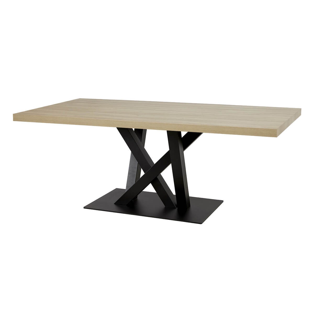 FRANK - Table 200cm Aspect Bois French Oak Piètement Croisé Noir ...